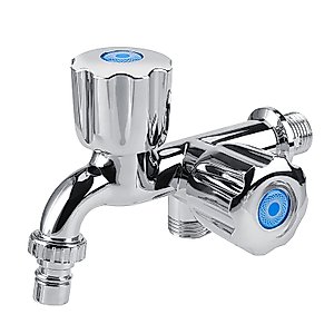 BORDSTRACT Water Tap, Double Cold Water Spouts ABS Plastic Water Tap Bathtub Kitchen Sink Faucet G1/2(Shutter Handle G 1/2)