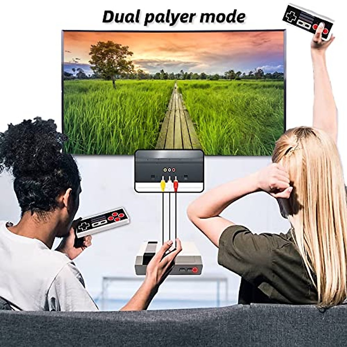 Classic Mini Retro Game Console with Built-in 620 Video Games and 2 Classic Wireless Controllers,AV Output Game System for Kids and Adults Ideal Gift.