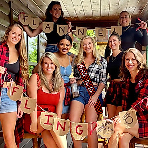 Cheereveal Flannel Fling Bride to Be Sash Bachelorette Party Decorations, Buffalo Check Plaid Flannel & Fizz Party Supplies, Lets Get Toasted Bachelorette Decor