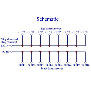 Banana Jack 8 Outlet DC Power Distribution Strip (with Cable)