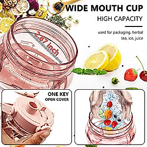 Slirceods half gallon filtered water bottle(Mother's Day Gift)，64OZ Pink Water Bottle with Straw& Time Marker -Increase ph-BPA Free(1pack Filter)