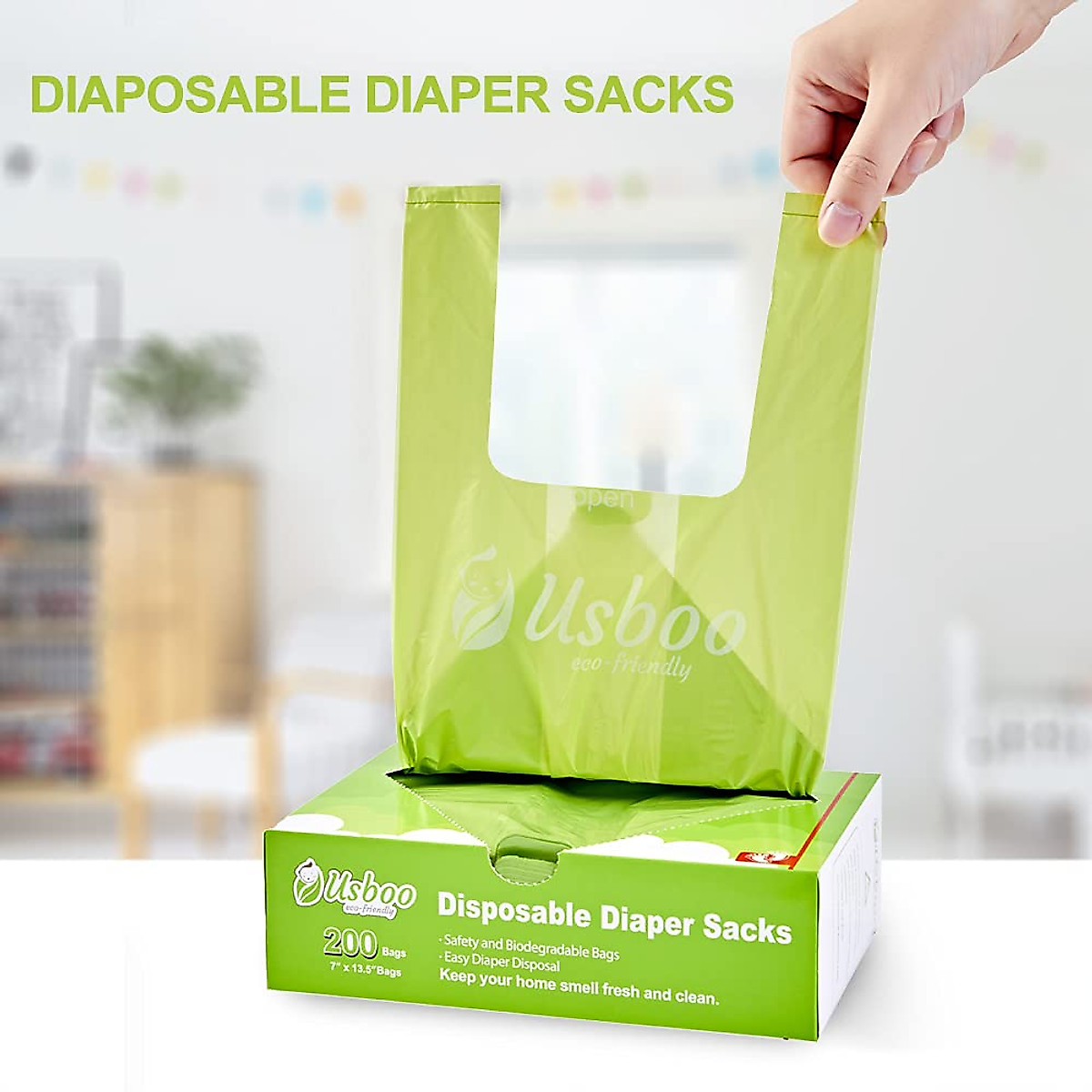 Disposable Diaper Sacks,200 count Baby Disposable Diaper Bags with Easy-Tie Handles,Oxo-Biodegradable Waste Bags,Diaper Disposal or Pet Waste Bags, Unscented