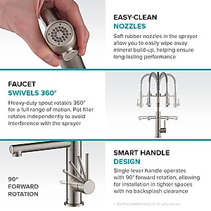 KRAUS Artec Pro Commercial Style Pre-Rinse Single Handle Kitchen Faucet with Pot Filler in Matte Black, KPF-1603MB