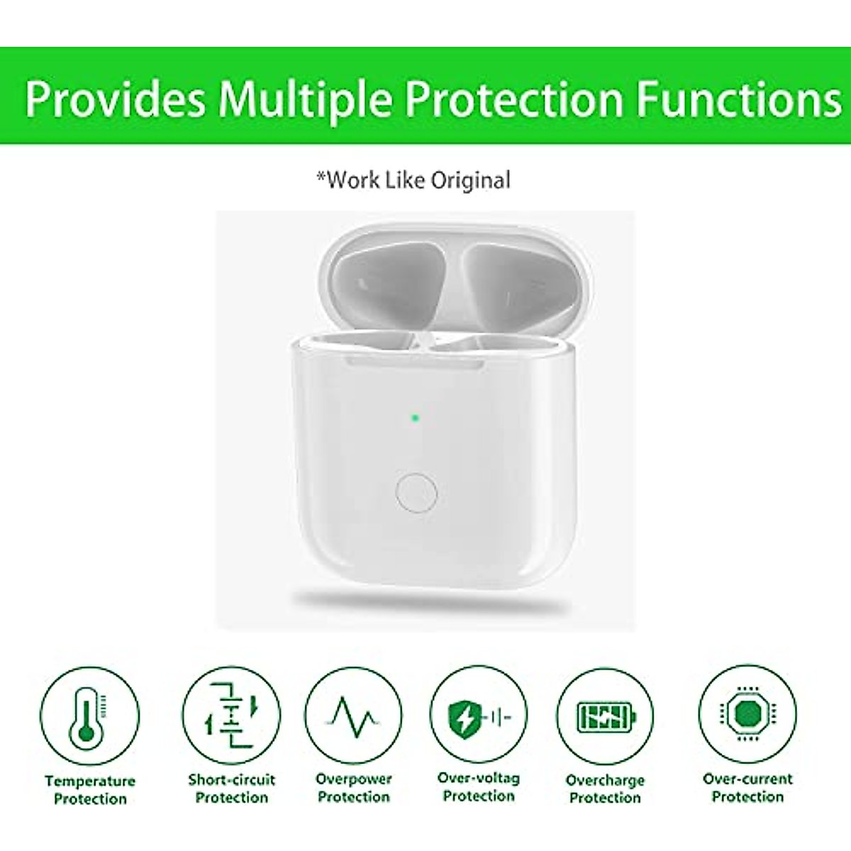 Wireless Charging Case Replacement Compatible with Airpods 1st & 2nd Generation, Charger Cases with Quick-Pairing Sync Button Only for Airpods 1 2 Gen, NO Earbuds, White