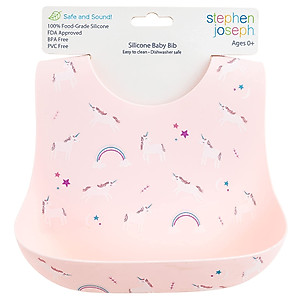 Stephen Joseph Silicone Bib, One Size, UNICORN