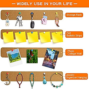Felt Bulletin Board Corkboard Strips for Walls, Self-Adhesive Memo Board with 35 Pushpins, Wall Decor for Desk, Cubicle, Home, Office, Classroom 3 Pack