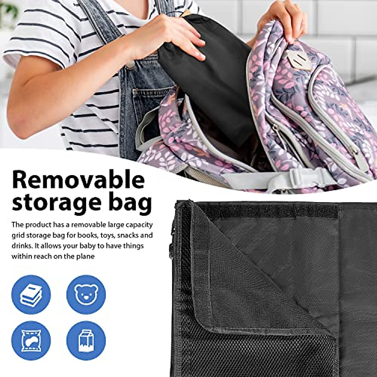 AceList Toddler Airplane Bed - Portable Airplane Seat Extender for Kids with Storage Bag & Mesh Pocket - Baby Travel Essential Footrest - Airplane Must Haves for Toddlers, 17 * 31''