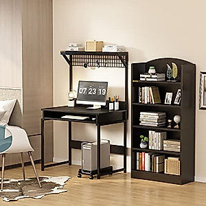 ALISENED 31.5" Computer Desk with Hutch, Office Desk Study Table Writing Desk Workstation PC Table for Home Office，Space Saving Design