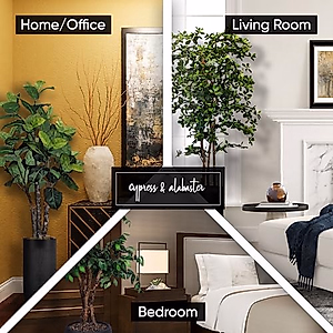 Hand-Made 5' Black Olive Leaf Artificial Tree with Ethically Sourced Real Wood Trunks | Green | Cypress & Alabaster