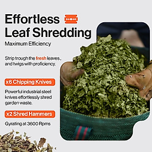 SuperHandy Leaf Mulcher Shredder Green and Waste Management Heavy Duty Gas Powered 3.4HP 1" Inch Cutting Capacity for Leaves Grass and Clippings