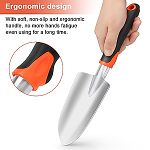 Garden Shovel Garden Hand Trowel, Heavy Duty Hand Shovel with Ergonomic Handle, Small Gardening Hand Tools Shovels for Digging, Rust Resistant Garden Spade Trowel Garden Tools for Garden Work, Orange