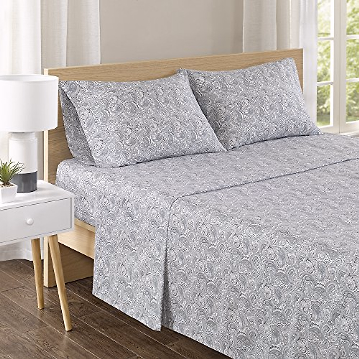 Comfort Spaces 100% Cotton Sheet Set Breathable, Lightweight, Soft with 14" Elastic Pocket Fits up to 16" Mattress, All Season Cozy Bedding, Matching Pillow Case, Cal King Paisley Multi 4 Piece