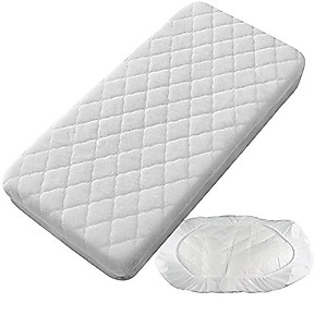 PEKITAS Mini-Crib Quilted Mattress Protector Cotton Waterproof Pad Cover Fitted Sheet with Large 5.9" Skirt Washer/Dryer Friendly with Stain Protection for Baby Bed 19"x 31"