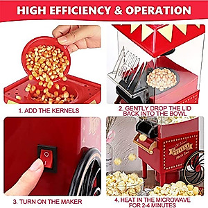 VAlinks Hot Air Popcorn Machine, Popcorn Maker, 1200W Home Electric Popcorn Popper with Kernel Measuring Scoop, Healthy Oil-Free & BPA-Free for Home, Birthday Party, Movie Night or Christmas (Small)