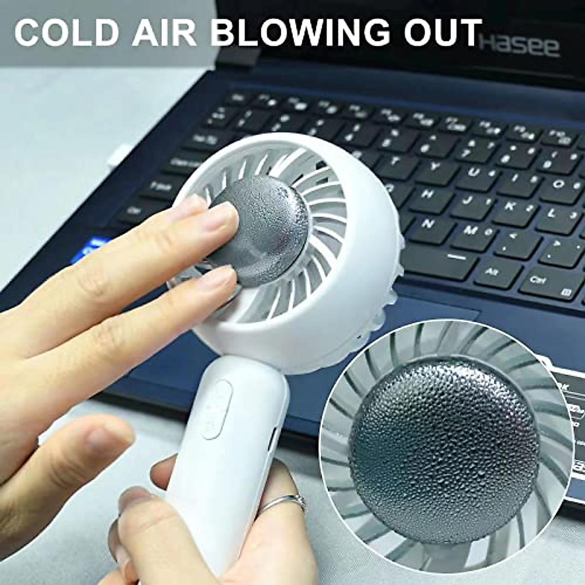 LISGHTJS Portable Handheld Cooling Fan Small Fans that Blow Cold Air, Mini Cold Compress Fan USB Rechargeable Personal Hand Held Travel Fan For Women Make up, Outdoor Camping, Office Desk