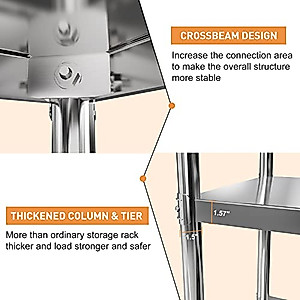 storage rack, 3Tier Shelf Adjustable Stainless Steel Shelves, Sturdy Metal Shelves Heavy Duty Shelving Units and Storage for Kitchen Commercial Office Garage Storage, 47L X 16W X 31.5H 660Lbs Total
