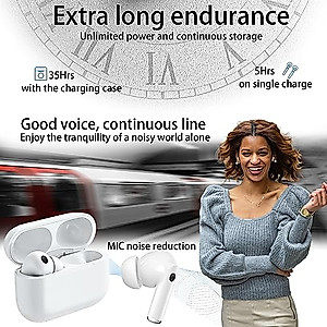 Xyxxmfxl True Wireless Earbuds Bluetooth 5.3 Mic Noise Cancelling IPX7 Waterproof Hi-Fi Stereo Sound Long Battery Auto Pairing for iPhone Android
