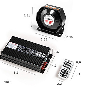 YHAAVALE Car Police Siren 400W Signal Division PA System 940 Wireless Amplifier+2pcs Ultra Slim Metal Speaker Electronic Emergency Horn Sound System for Police Cars Fire Trucks