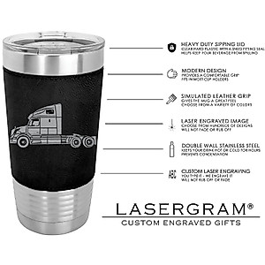 20oz Vacuum Insulated Tumbler Mug, Truck Cab, (Faux Leather, Black)