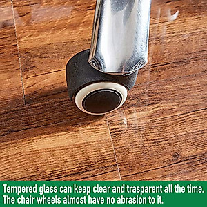 Tempered Glass Chair Mat, 36"×46“, 1/5 Inch Thick Office Chair Mat Carpet & Hardwood Floor, Chair Mats for Carpeted Floor, Chair Mat for Hardwood Floor, Desk Chair Mat, 4 Anti-Slip Pads