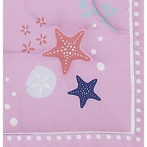 Disney The Little Mermaid Ariel Cute by Nature White & Pink Star Fish & Coral Reef 3Piece Nursery Mini Crib Bedding Set - Comforter & Two Fitted Mini Crib Sheets, Pink, Aqua, Lavender, White