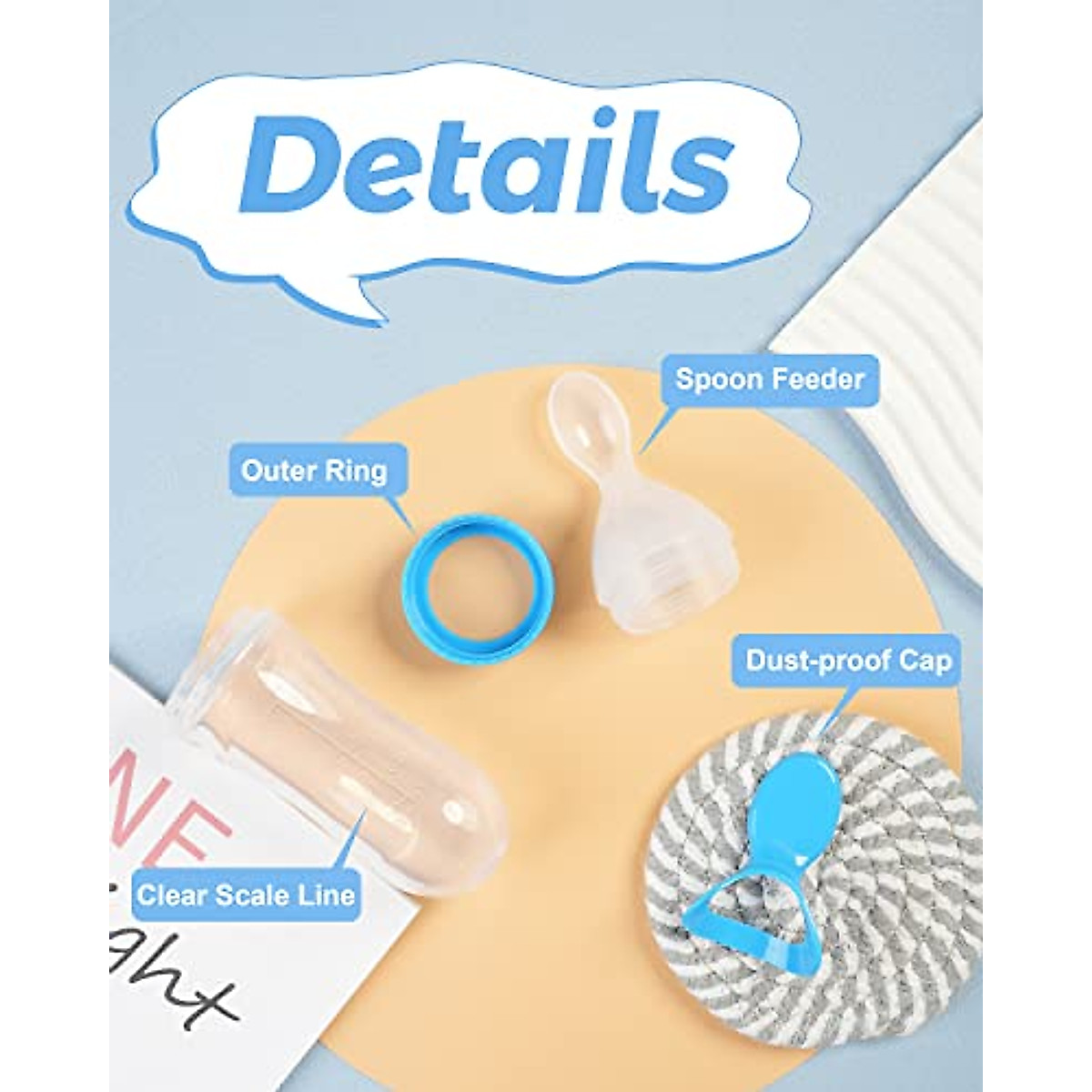 Baby Food Feeder, 3 Pack Squeeze Feeding Spoons, Silicone Baby Feeding Supplies, 3 oz Food Dispensing Spoon for Boys Girl Kids Toddlers