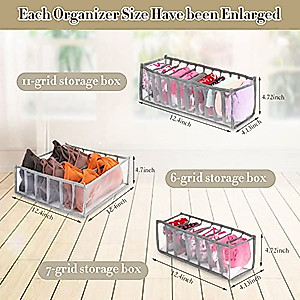 Roowest 24 Pcs Wardrobe Clothes Organizer Closet Organizers Foldable Washable Drawer Dividers for Clothes Drawer Organizer Clothes Jeans Organizer for T-Shirts,Jeans,Pants (6, 7, 11 Grids)