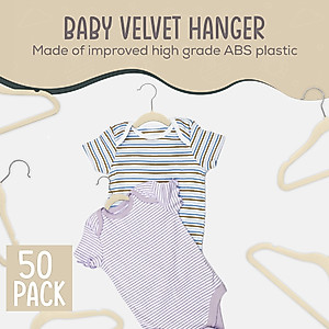 TechZoo 50 Premium Baby Velvet Hangers - 11" Inch Non-Slip Baby Hangers, Ultra-Slim Space-Saving Children Hangers - 360° Swivel Hook, Strong & Durable Infant & Toddler Clothes Hangers - Ivory
