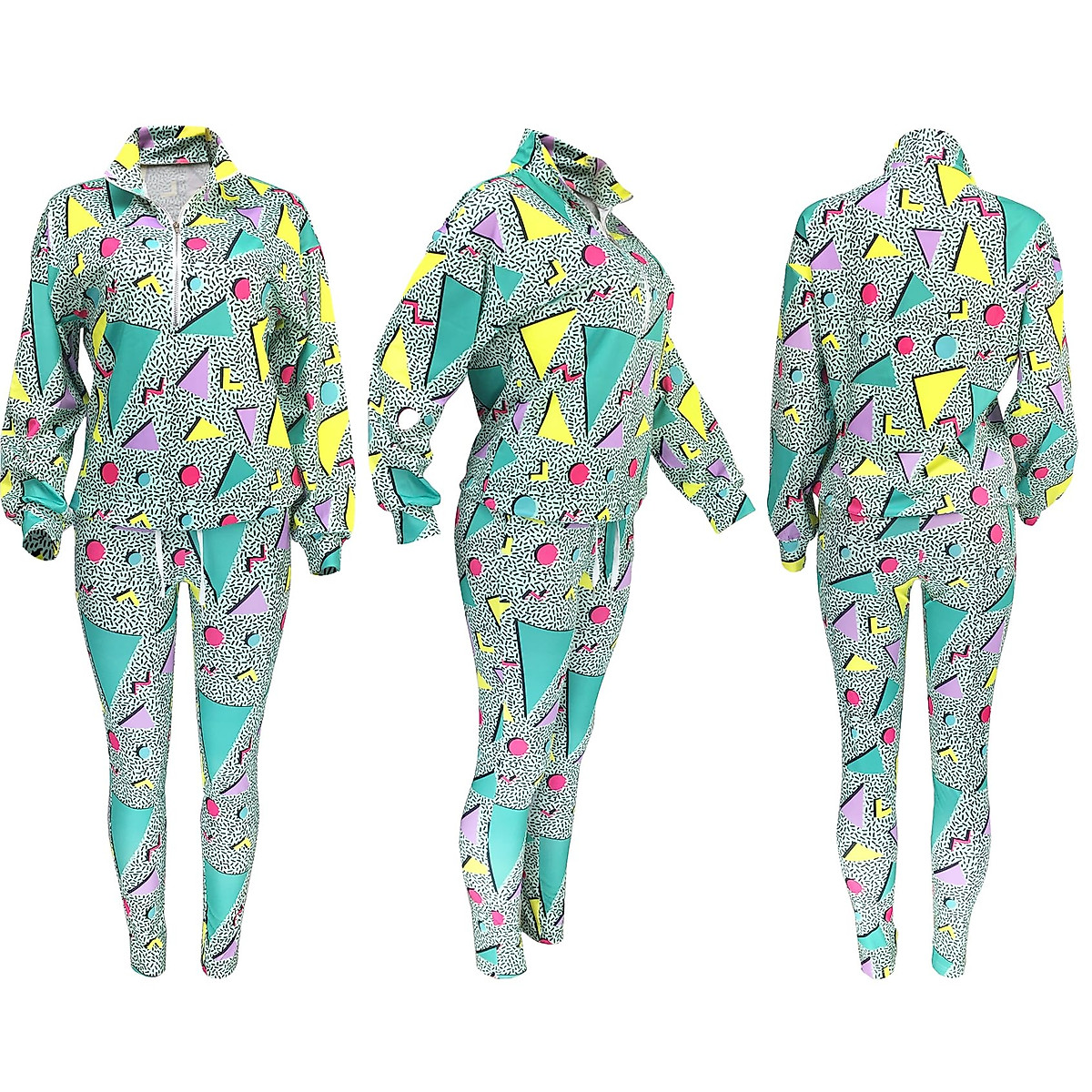 EOSIEDUR Women's 2 Piece Outfits Zip Sweatshirt Elastic Waistband Pants with Drawstring Lounge Set Tracksuit, Memphis XL