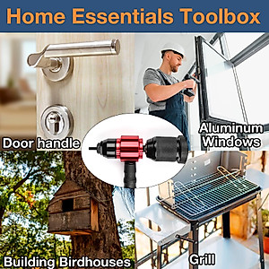 YUZES Rivet Nut Tool Rivet Nut Kit, Rivet Nut Gun Adapter Compatible with Cordless Drill & Ratchet Wrench, Newly Labor-Saving Rivnut Tool with 10 Mandrels & 50 Rivet Nuts, Rugged Carrying Case