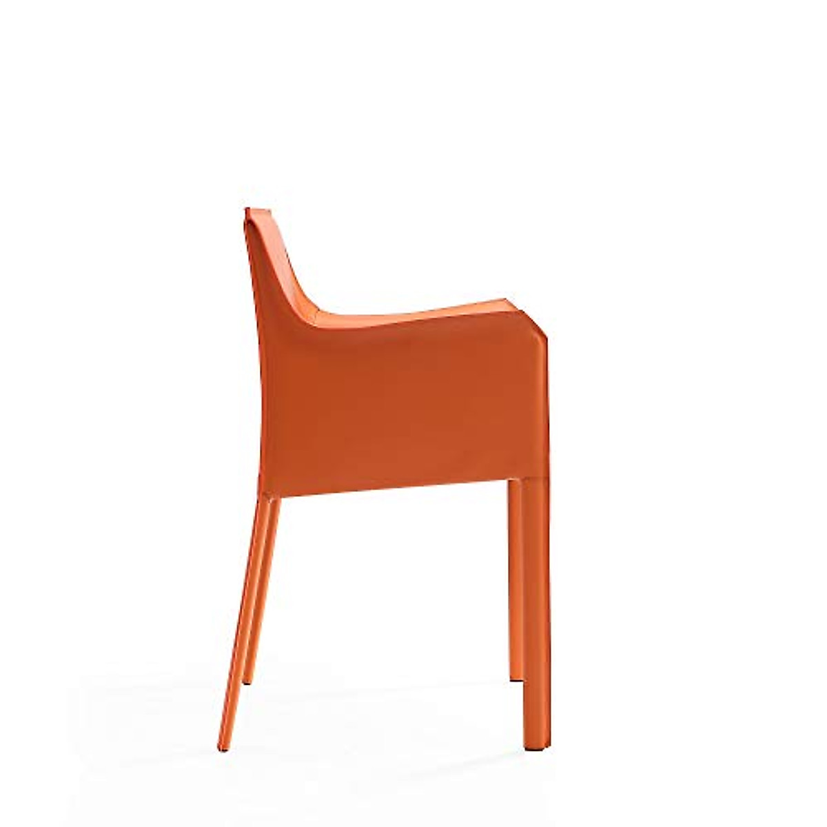 Manhattan Comfort Paris Mid Century Modern Saddle Leather Upholstered Dining Armchair, Coral