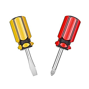 Buspoll short screwdriver set two-color small handle stubby screwdriver Phillips screwdriver and flat head screwdriver
