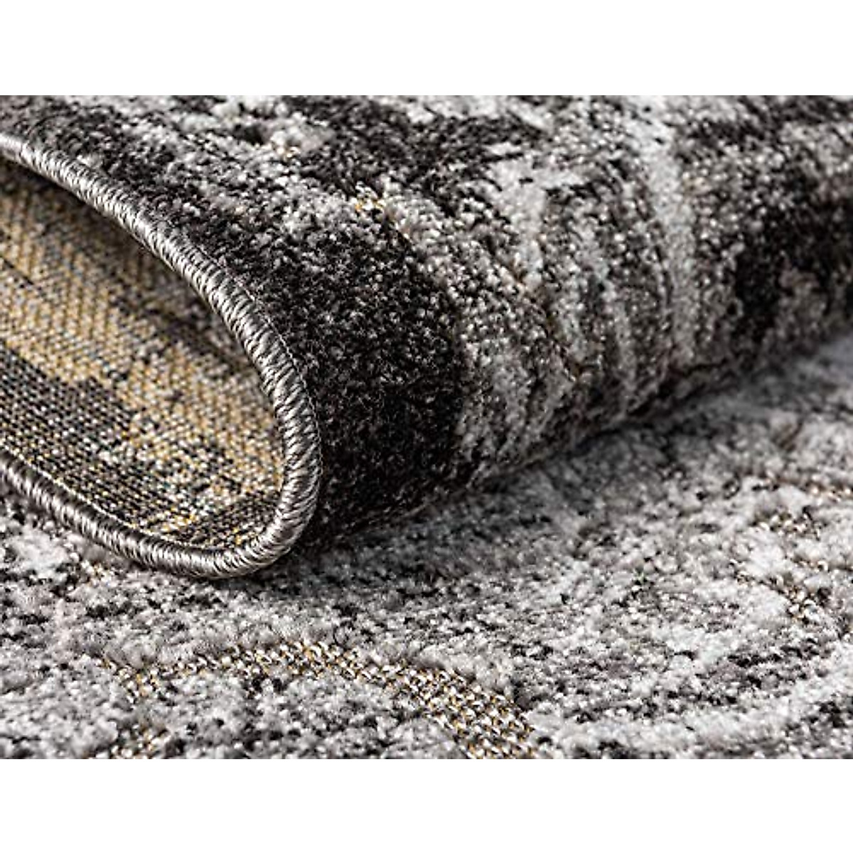 Unique Loom Outdoor Botanical Collection Area Rug - Manchester (9' x 12' 2" Rectangle, Light Gray/ Black)