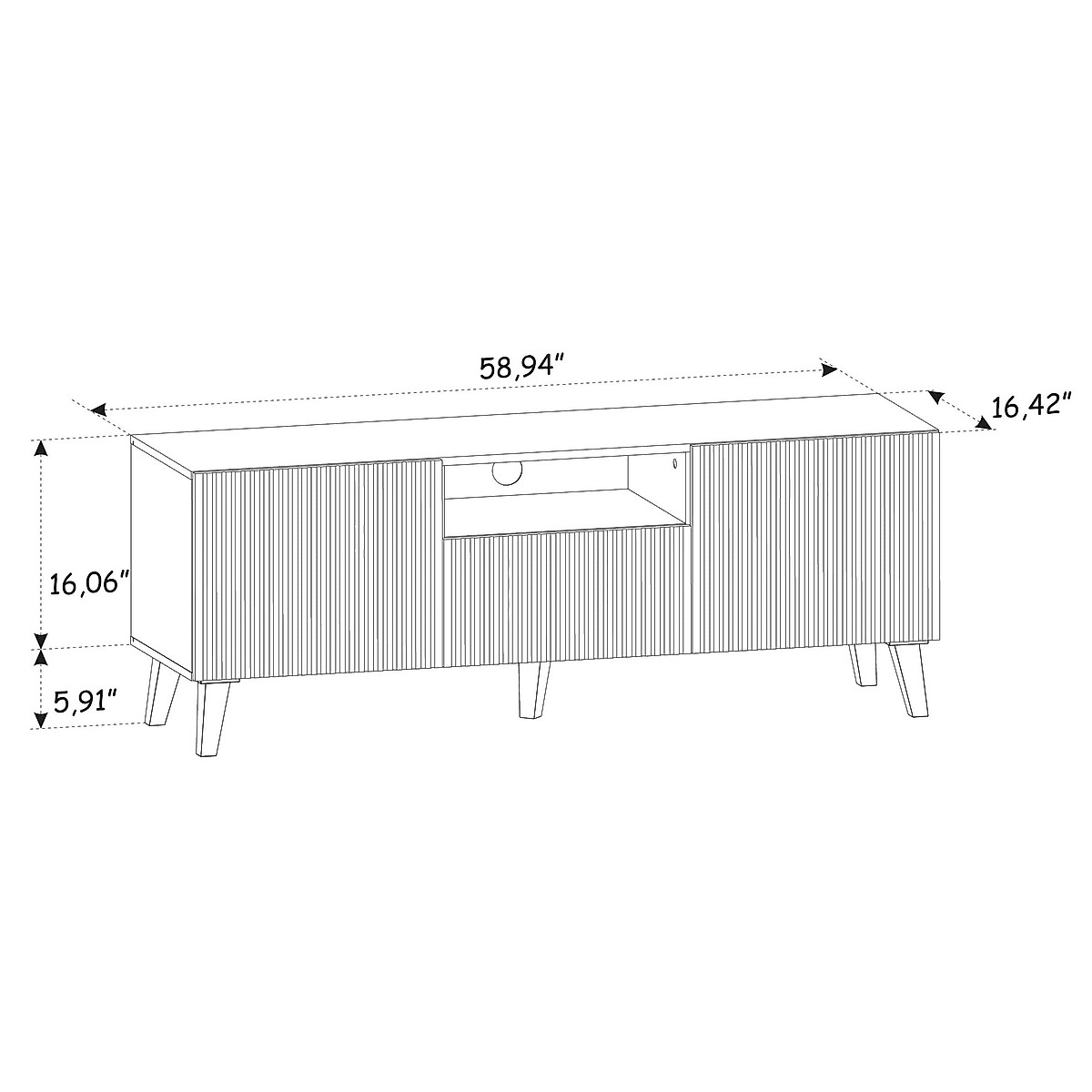 Homlando The Ravenna Living Room 3 Piece Set - TV Stand Ravenna Cabinet - Sideboard Chest of Drawers - Coffee Table - Made in EU Modern Furniture - Black/Natural Oak
