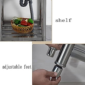 Thickened Stainless Steel Sink Single Tank With Bracket, Integrated Simple Floor Washbasin, Commercial/domestic, With Complete Accessories 50/60cm (Size : 60cm)