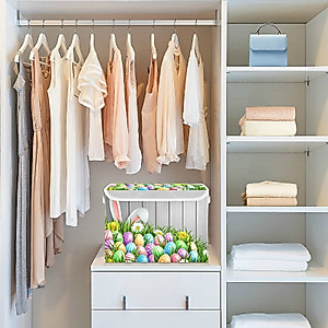 senya Easter Storage Baskets Collapsible Bins with Lids, Flowers Wood Boxes Clothes for Organizing (B06D22020)