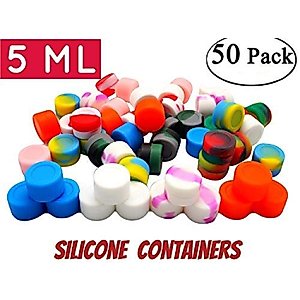 pizety 5ML 50Pcs Silicone Containers Non-Stick Containers Multi Use Storage Reusable Oil Storage Jars