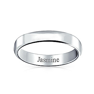 Bling Jewelry Minimalist Plain Simple .925 Sterling Silver Dome Couples Wedding Band Ring For Women For Men 4MM
