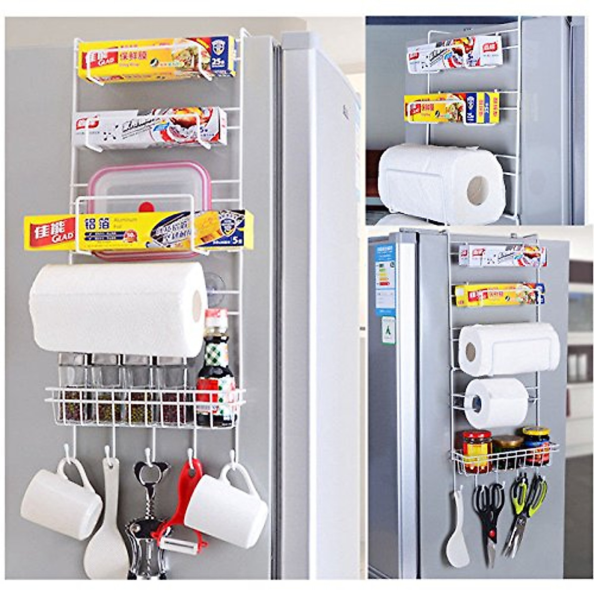 OKOKMALL US--Hot 6 Tier Kitchen Spice Rack Storage Shelf Over Fridge Cabinet Holder Organizer
