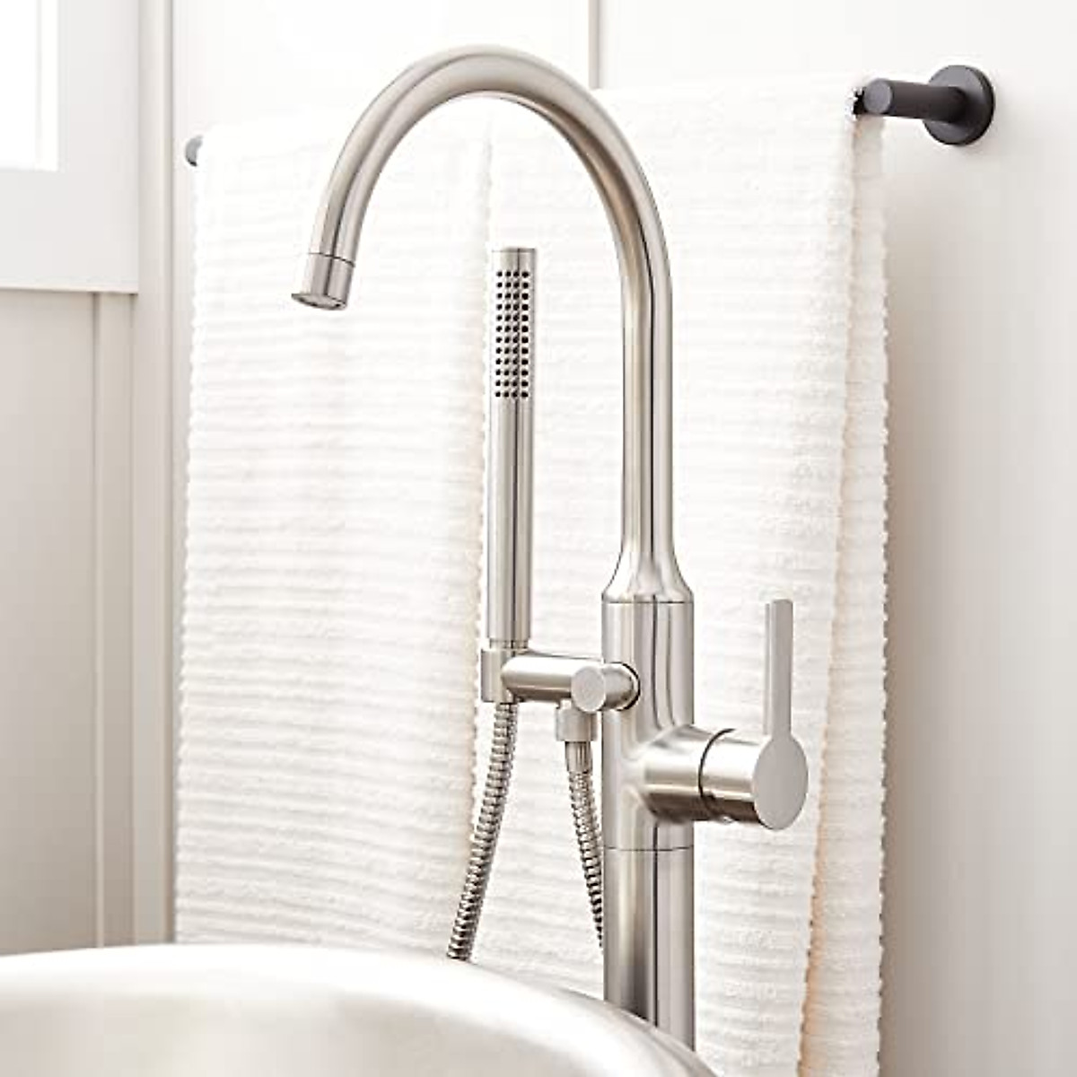 Signature Hardware 951348-LV Lentz Floor Mounted Tub Filler Faucet - Includes Hand Shower
