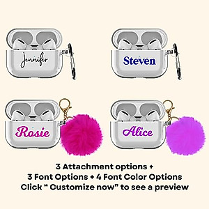 MARBLEFY Personalized AirPods Pro 2 Case with Keychain and Running Strap, Protective Clear Airpod Pro 2nd Generation Cover with Custom Name (Personalized)