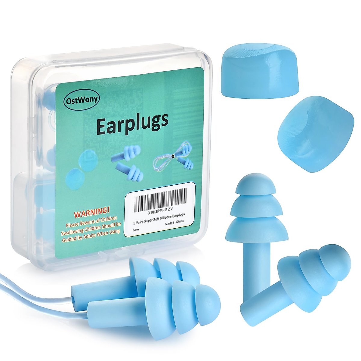 3+2 Pairs Reusable Super Soft Silicone Earplugs, Comfortable Ear Plugs That can Quickly Eliminate Noise, Suitable for Swimming, Sleeping, Snoring, Working, Studying, Loud Noise
