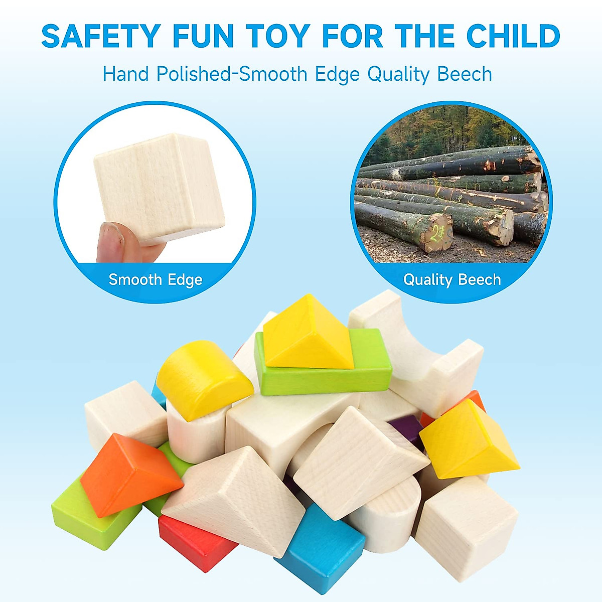 Montessori Stacking Blocks for Toddlers, 30PCS STEM Educational Wooden Toys Building Blocks for Preshool with Storage Box, Educational Early Learning Toys for Boys and Girls-Ohye Series