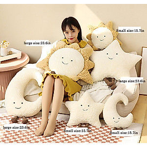 Maxpetus Comfortable Sun Throw Pillow Stars Moon Sofa Cushion Lovely Exquisite Cushion (15.7in, Star)