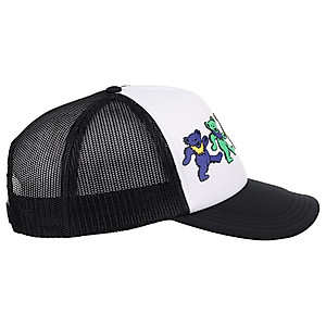 Grateful Dead Dancing Bears Foam Trucker Adjustable Snapback Hat BLK/WHT, Black/White