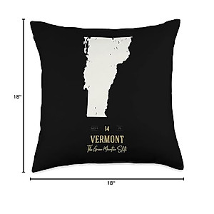 Vermont State Map USA Throw Pillow, 18x18, Multicolor