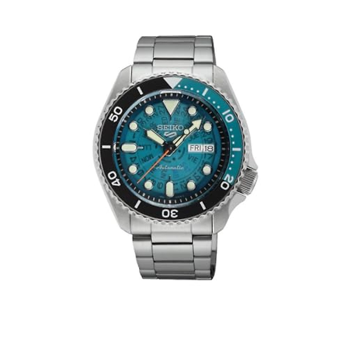 SEIKO 5 Sports SKX â€˜Skeleton Styleâ€™ Blue Dial SRPJ45K1, bracelet