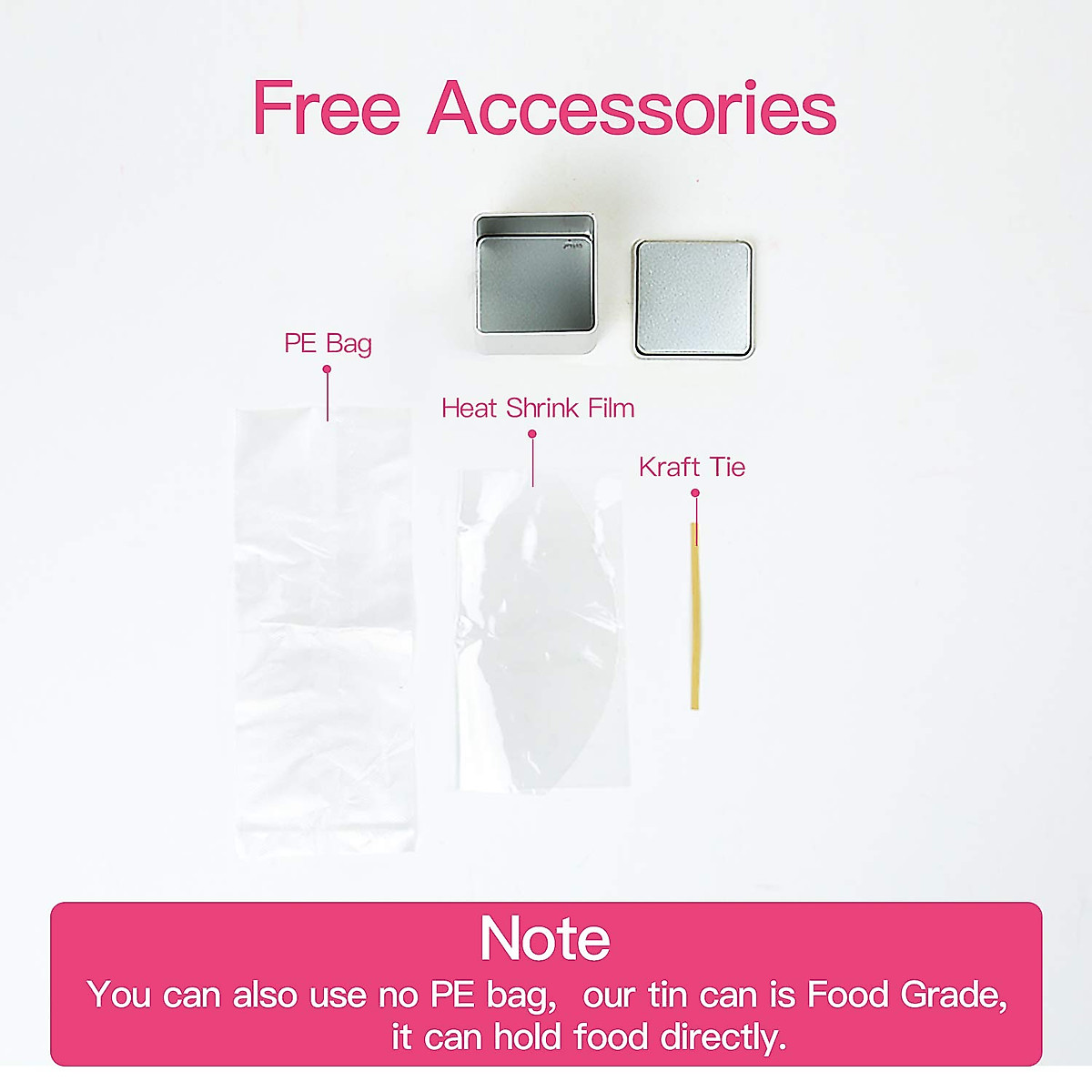 Tianhui Square Tin Can Empty Cube Steel Box Storage Container kit 65mm Series for Treats, Gifts, Favors, Loose Tea, Coffee and Crafts, Rose Gold, 3S