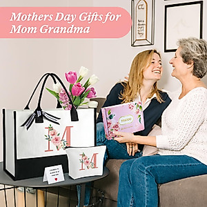 TRSODD Birthday Gifts for Women Mothers Day Gifts for Mom Wife Grandma Daughter Sister Teacher Appreciation Tote Bag and Makeup Bag Set B