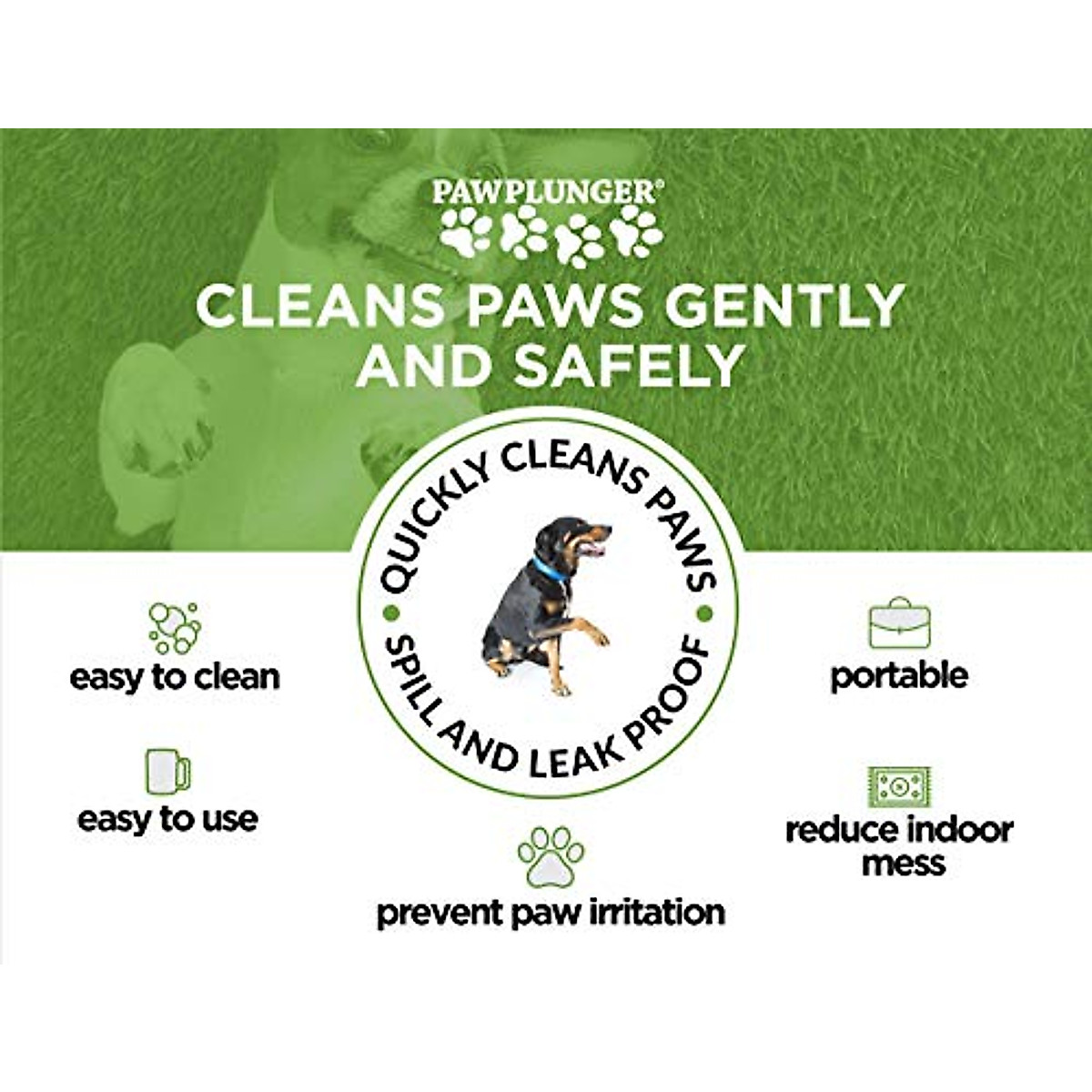 Paw Plunger - The Muddy Paw Cleaner for Dogs - Saves Carpet, Furniture, Bedding, Cars from Dirty Paw Prints - Use This Dog Paw Washer After Walks - Soft Bristles and Handle - Large, Black